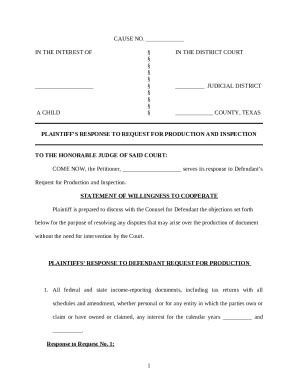 PLAINTIFF'S RESPONSE TO REQUEST FOR PRODUCTION AND INSPECTION Doc ...