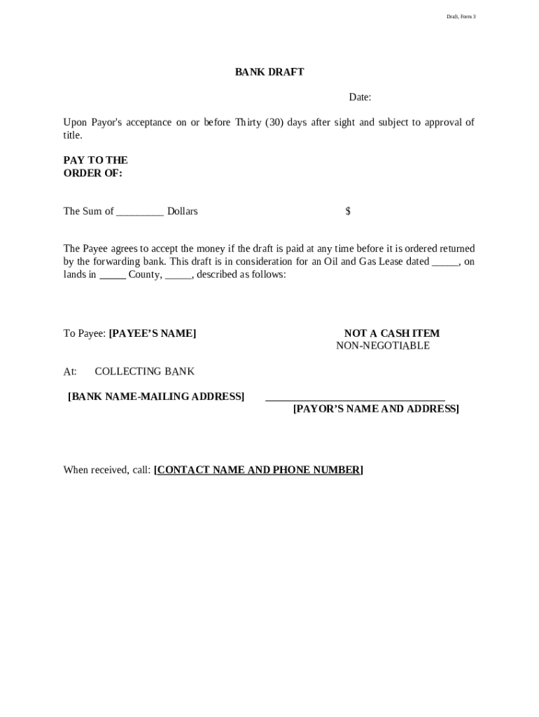 Bank Draft Form - Blank Fillable Template | Fill Out, Print & Download ...
