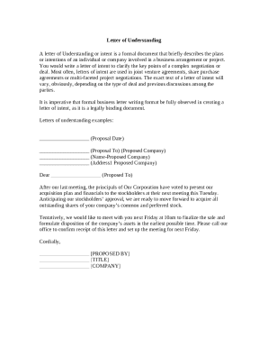 Letter of Understanding Doc Template | pdfFiller