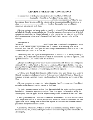 Attorney Fee Letter - Contingency Doc Template | pdfFiller