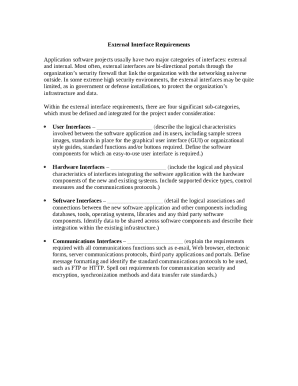 External Interface Requirements Doc Template | pdfFiller