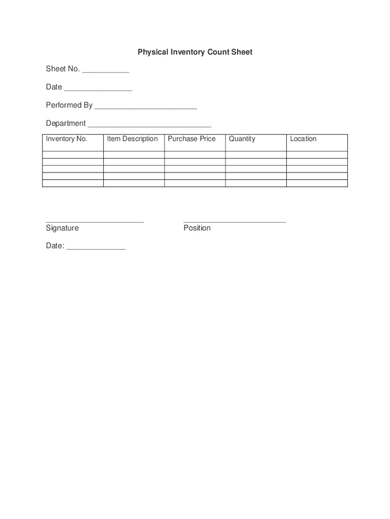 Fillable Online Physical Inventory Count Sheet Fax Email Print - pdfFiller