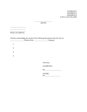 Receipt Acknowledgement Doc Template | pdfFiller