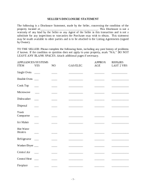 Seller's Disclosure Statement Doc Template | pdfFiller