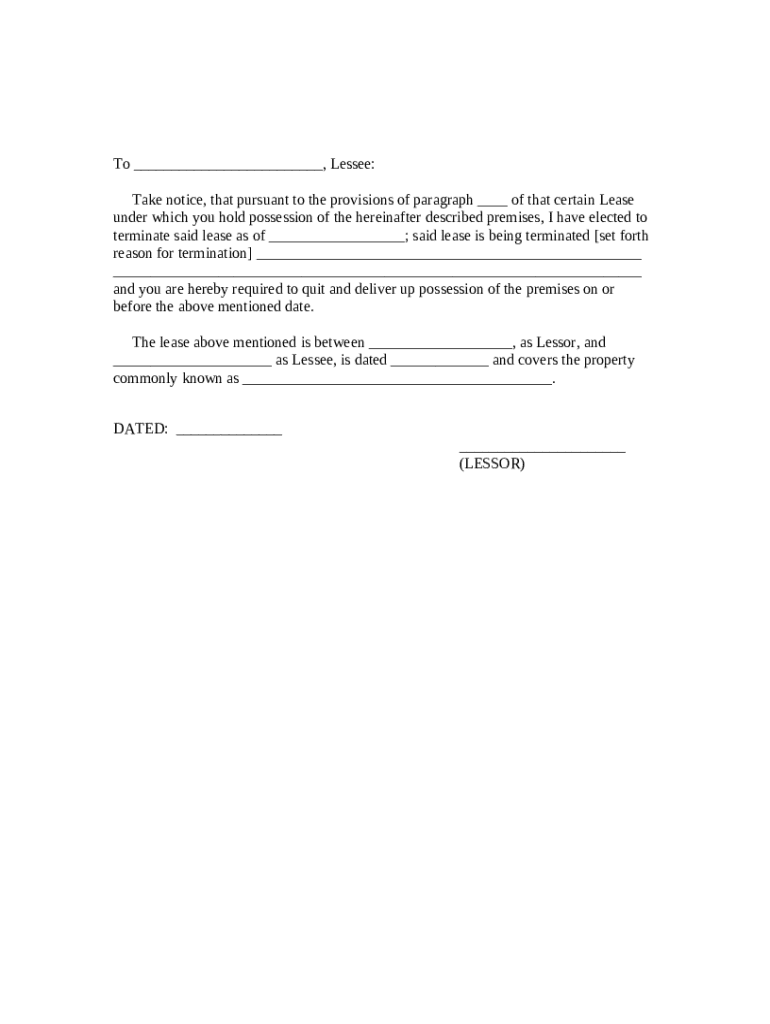 To , Lessee: Doc Template | pdfFiller