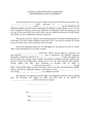 General and Continuing Guarantee and Indemnification Agreement Doc ...