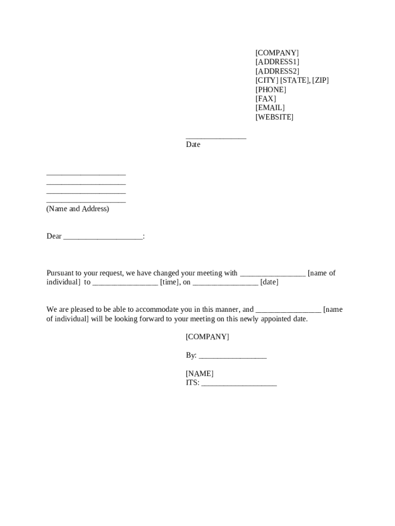 Change in Meeting Date Doc Template | pdfFiller