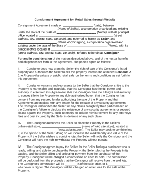 Consignment Agreement for Retail Sales Through Website Doc Template ...