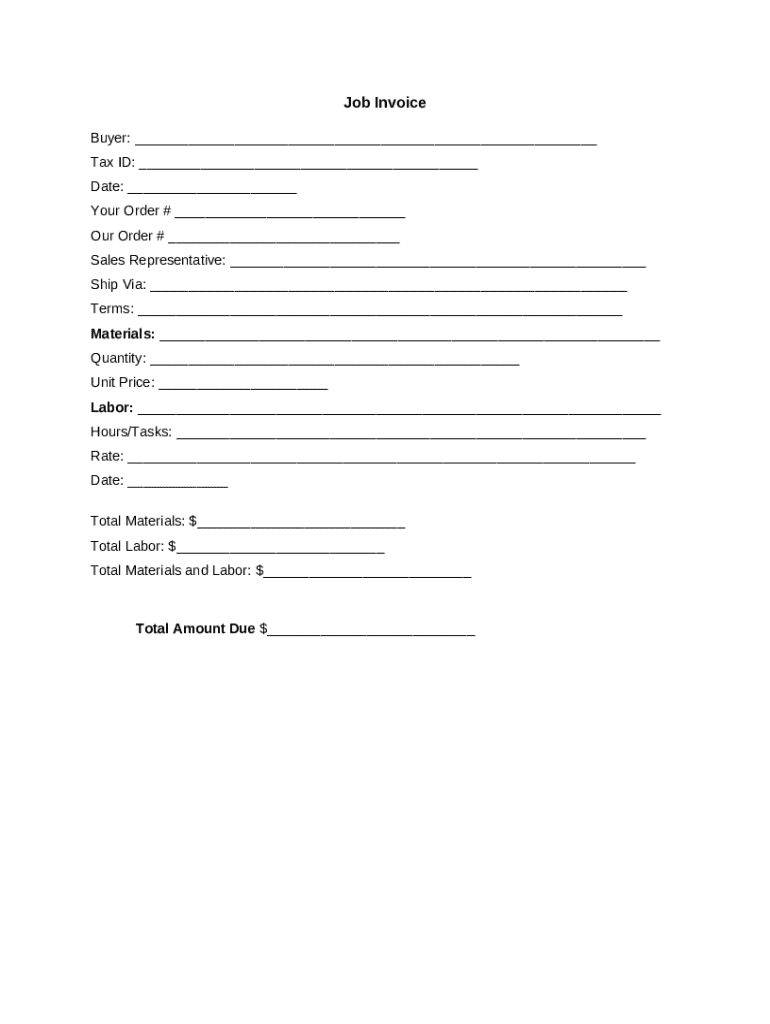 Job Invoice Doc Template | pdfFiller