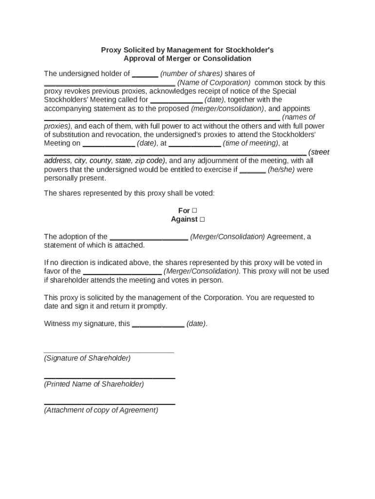 Proxy Solicitation Doc Template | pdfFiller