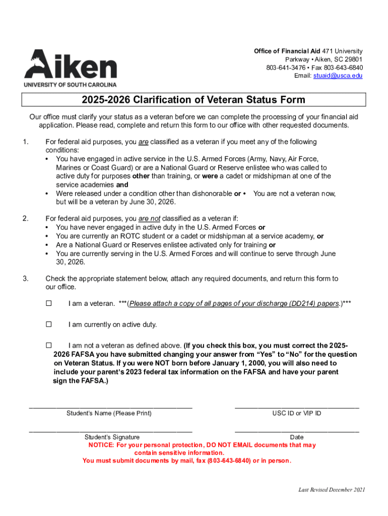 Fillable Online Clarification of Veteran Status Fax Email Print - pdfFiller