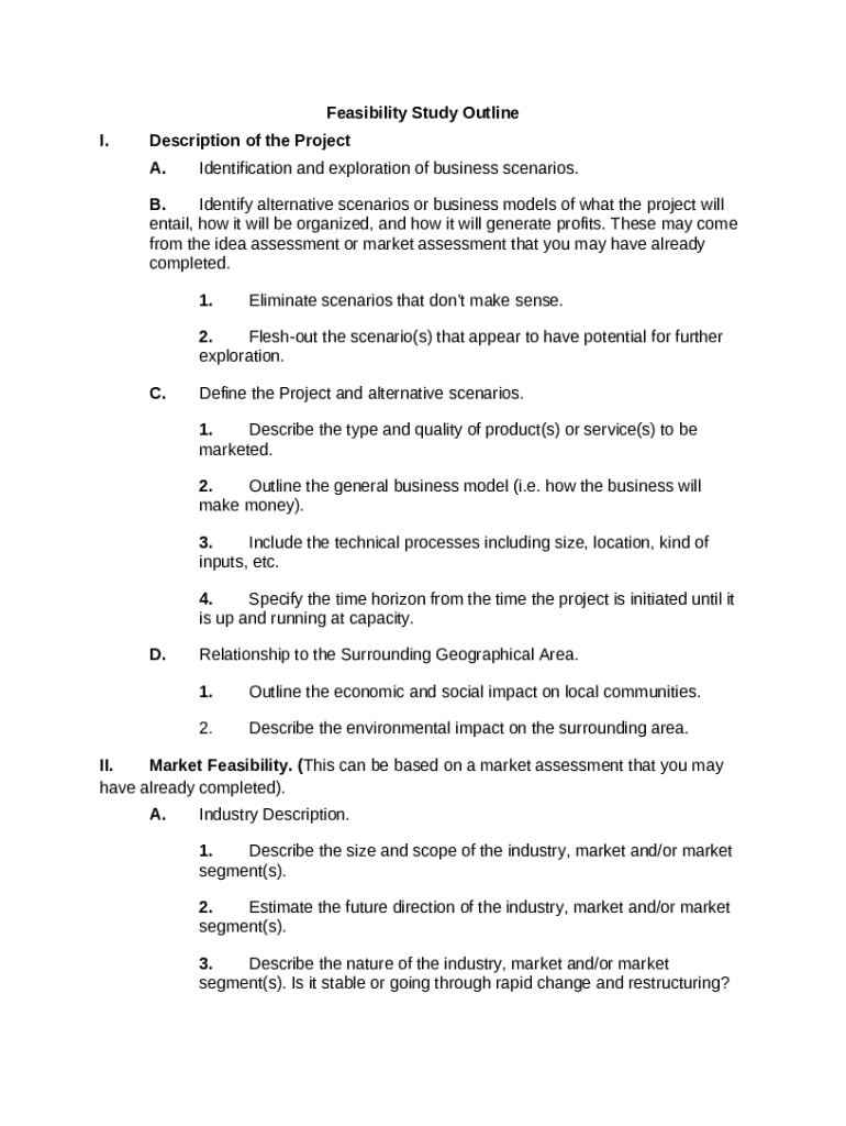 Feasibility Study Outline Doc Template | pdfFiller