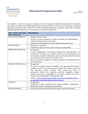 Fillable Online Nih General Proposal Checklist Fax Email Print - pdfFiller