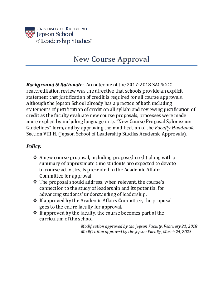 Fillable Online New Course Approval Fax Email Print - pdfFiller