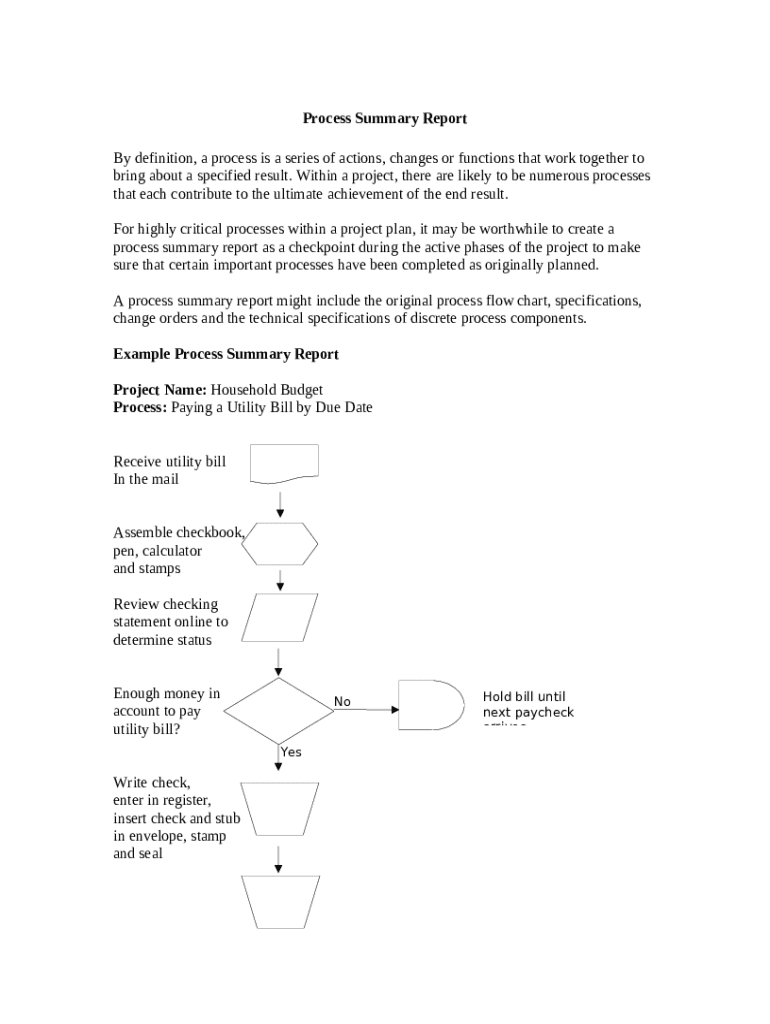 Process Summary Report Doc Template | pdfFiller