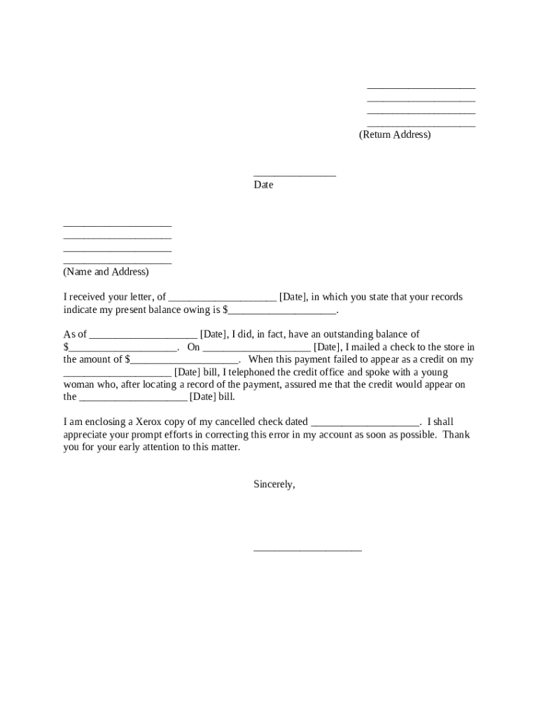 Second Request for Correction of Billing Error Doc Template | pdfFiller