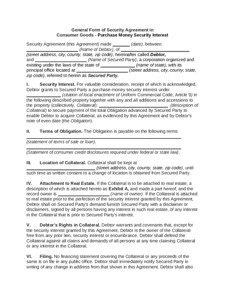 General of Security Agreement Doc Template | pdfFiller