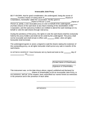 Irrevocable Joint Proxy Doc Template | pdfFiller