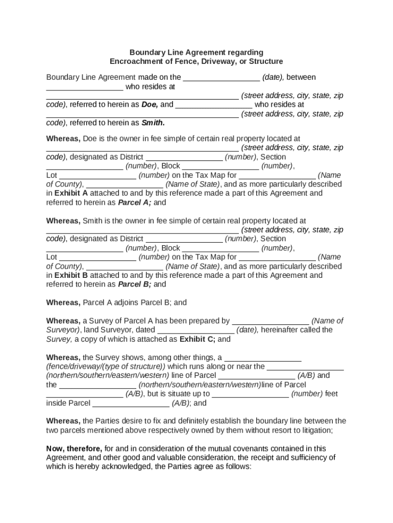 Boundary Line Agreement Doc Template | pdfFiller