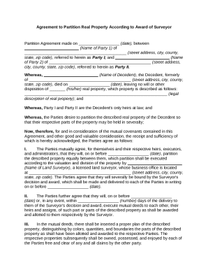 Partition Agreement Doc Template | pdfFiller