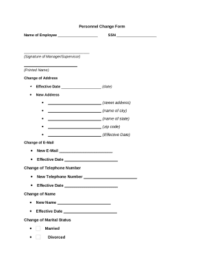 Personnel Change Doc Template | pdfFiller