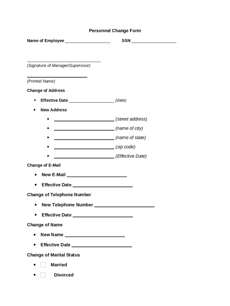 Personnel Change Doc Template | pdfFiller