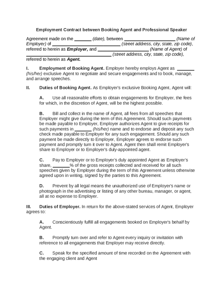 Employment Contract Doc Template | pdfFiller