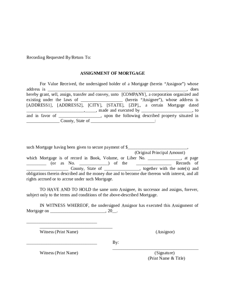 Assignment of Mortgage Doc Template | pdfFiller