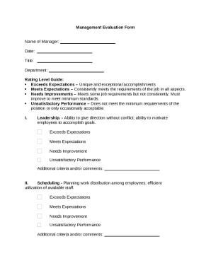 Management Evaluation Doc Template | pdfFiller