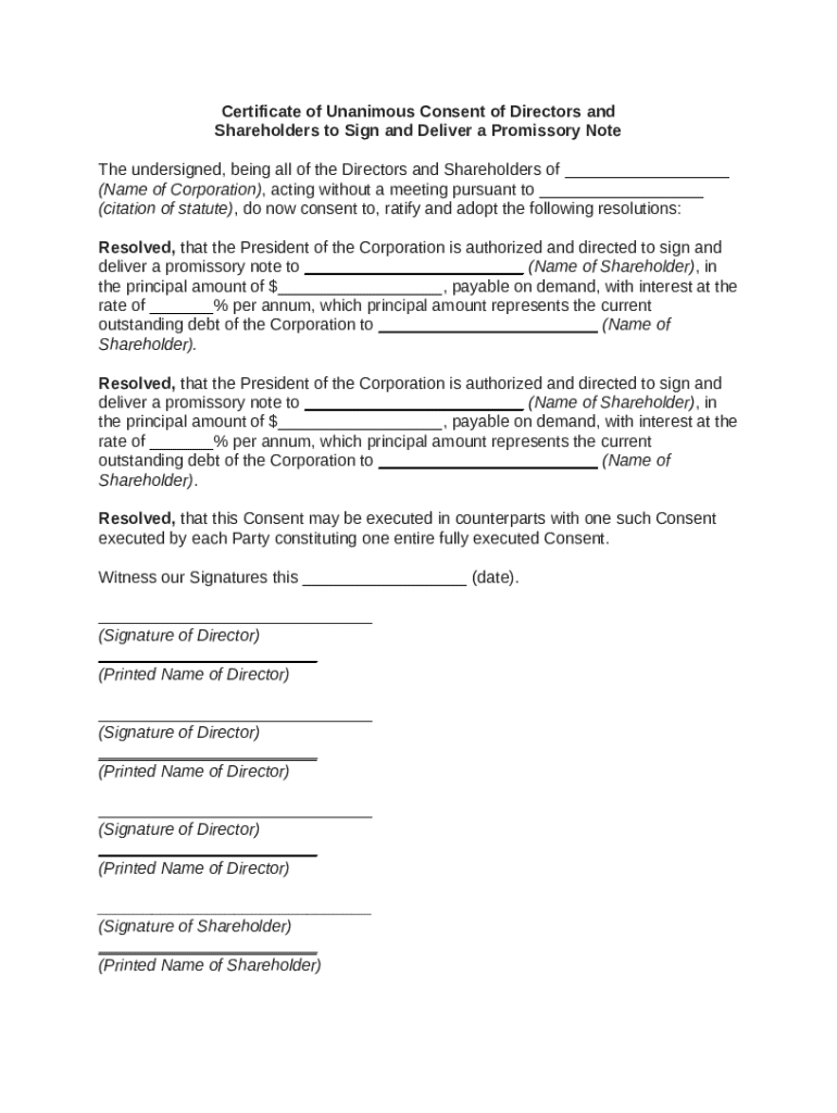 Certificate of Unanimous Consent of Directors and Shareholders Doc ...