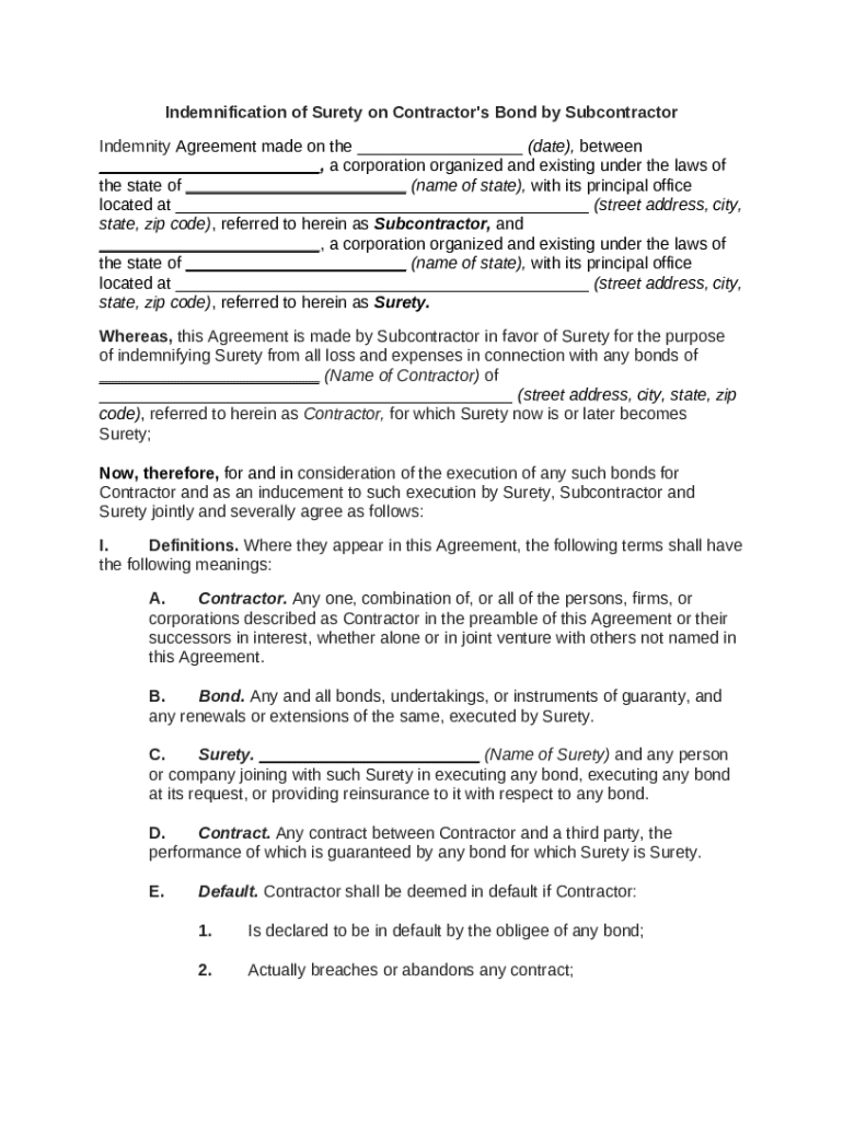 Indemnification Agreement Doc Template | pdfFiller