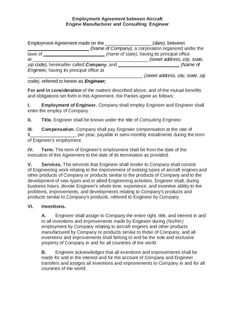 Employment Agreement Doc Template | pdfFiller