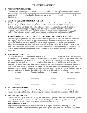Pet Consent Agreement Doc Template | pdfFiller