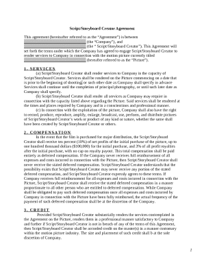 Script/storyboard Creator Agreement Doc Template | pdfFiller