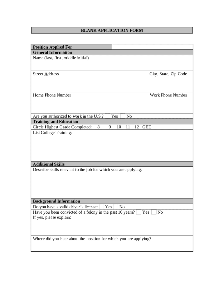 Application - Blank Doc Template | pdfFiller