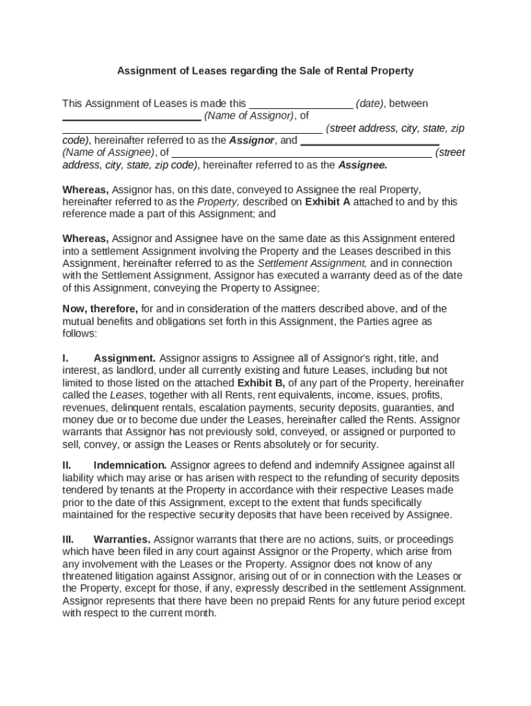 Assignment of Leases Doc Template | pdfFiller