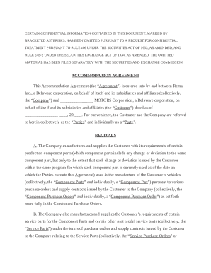 Accommodation Agreement Doc Template | pdfFiller