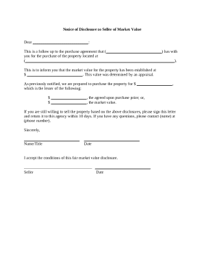 Notice of Disclosure to Seller of Market Value Doc Template | pdfFiller