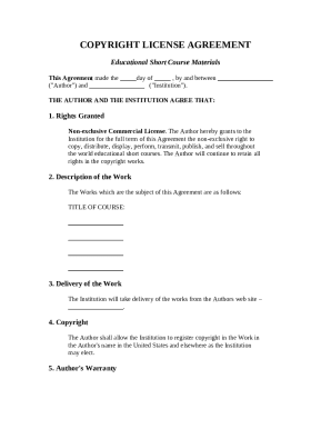 Copyright License Agreement Doc Template | pdfFiller