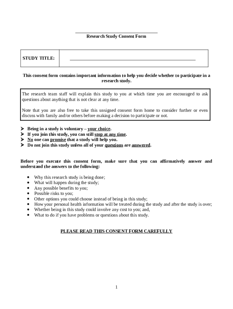 Research Study Consent Doc Template | pdfFiller