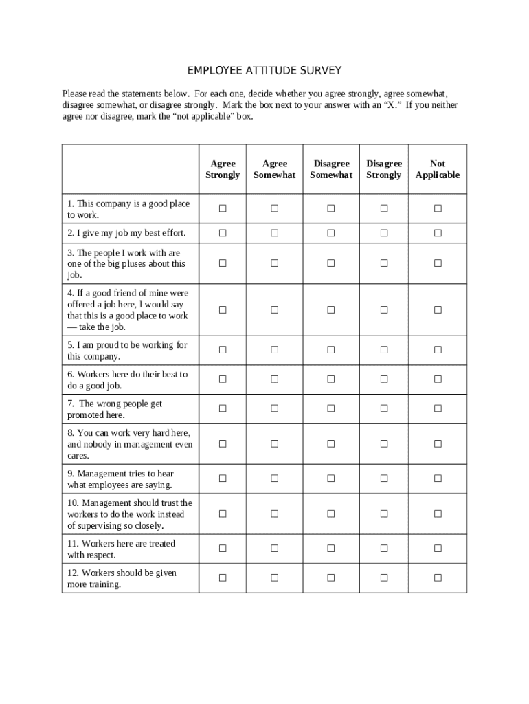 Employee Attitude Survey Doc Template | pdfFiller