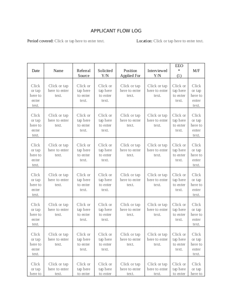 Applicant Flow Log Doc Template | pdfFiller