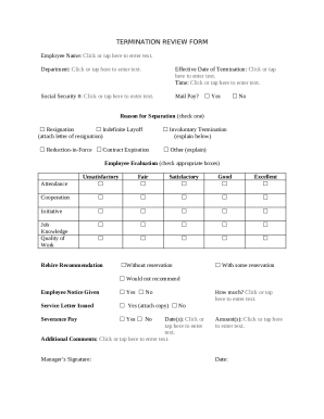 Termination Review Doc Template | pdfFiller
