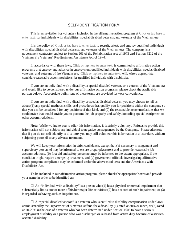 Self-identification Doc Template | pdfFiller