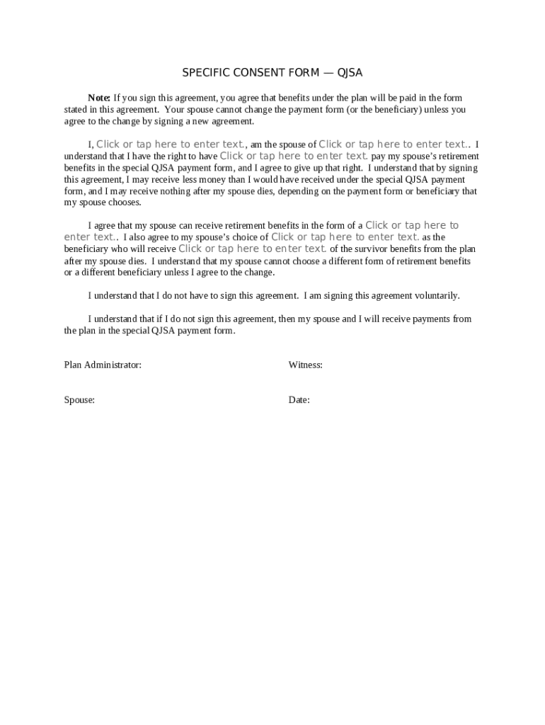 Specific Consent - Qjsa Doc Template | pdfFiller