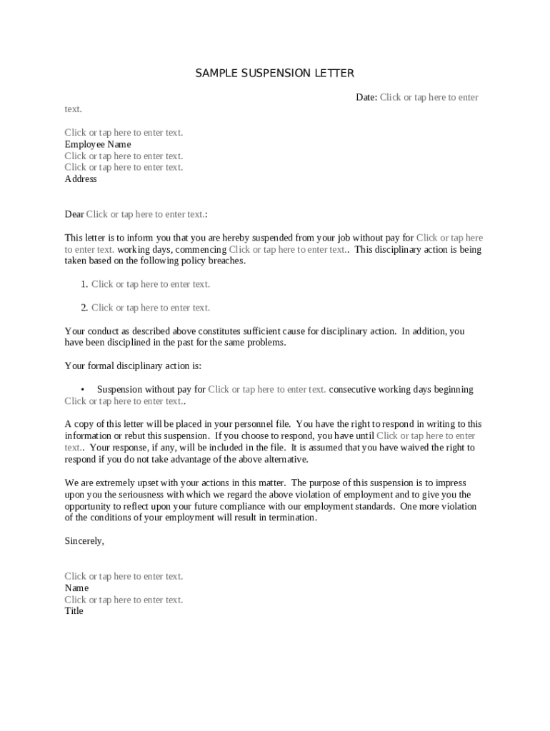 Sample Suspension Letter for Serious Employment Violations Doc Template ...