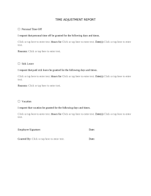 Time Adjustment Report Doc Template | pdfFiller