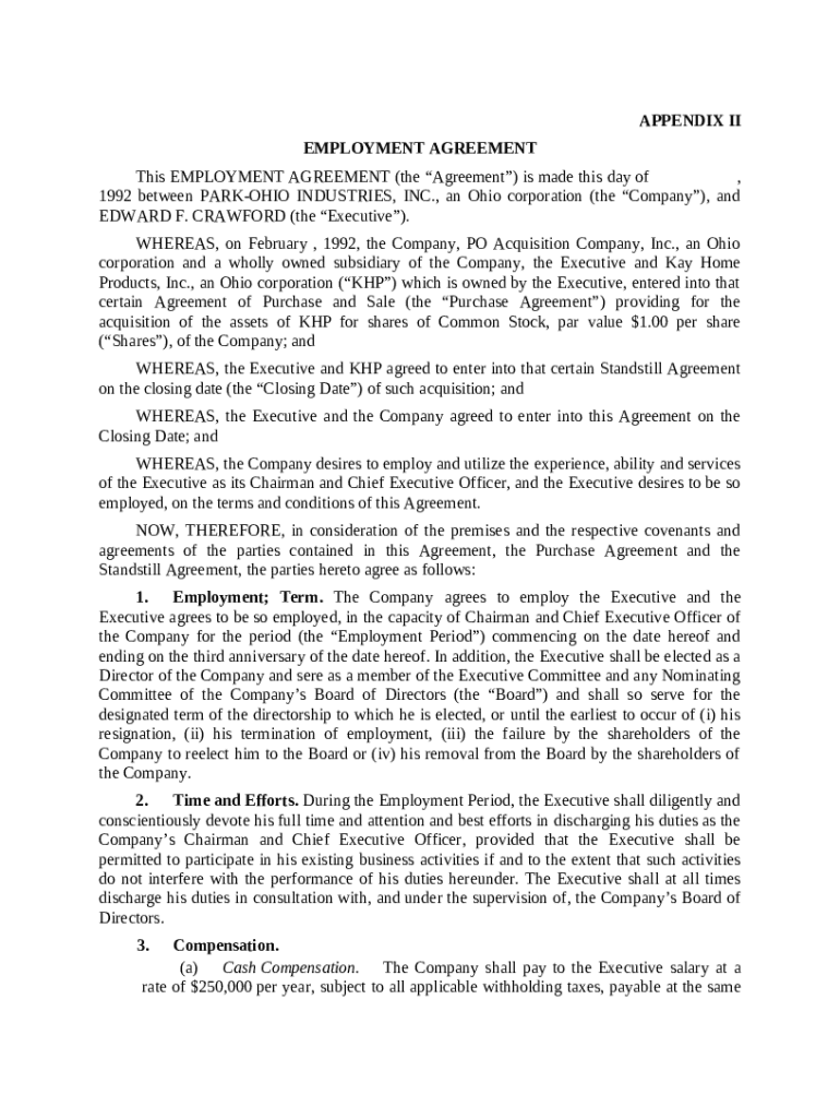 Employment Agreement General Doc Template | pdfFiller