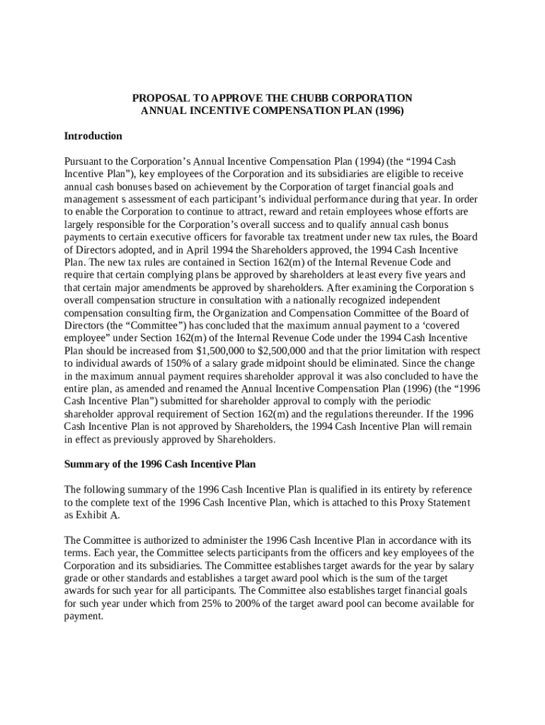 Proposal to approve annual incentive compensation plan Doc Template ...