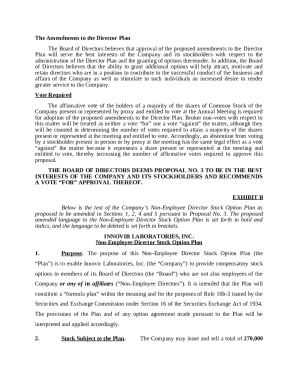 Director Plan Amendments Doc Template | pdfFiller